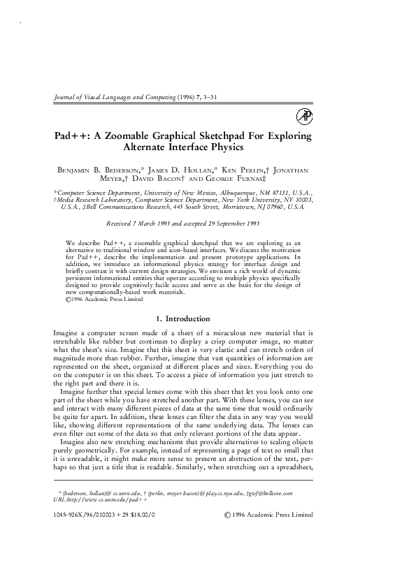 (PDF) Pad++: A Zoomable Graphical Sketchpad For Exploring Alternate Interface Physics | George ...