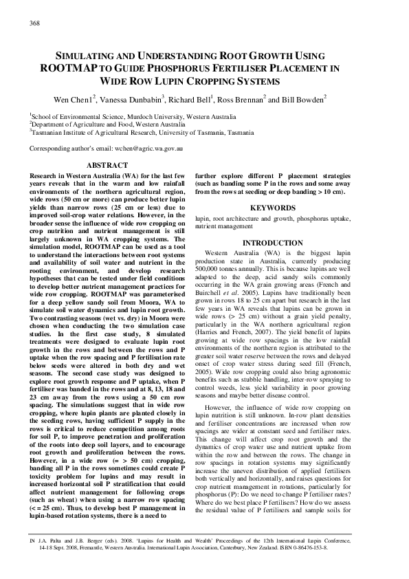 (PDF) Simulating and Understanding Root Growth Using Rootmap to Guide Phosphorus Fertiliser ...