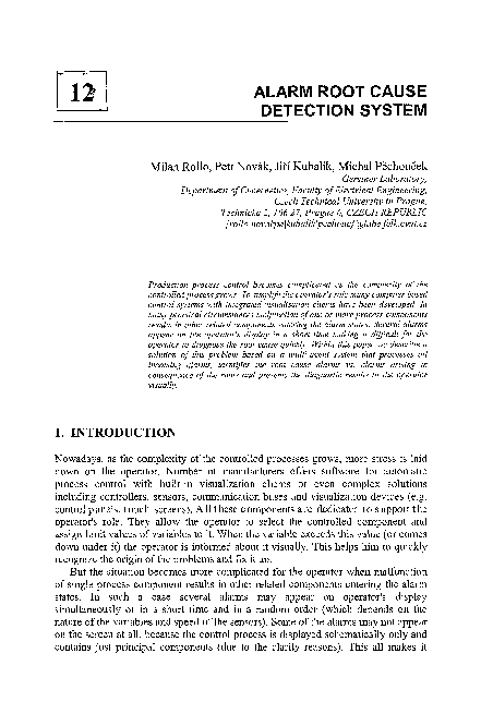 (PDF) Alarm Root Cause Detection System