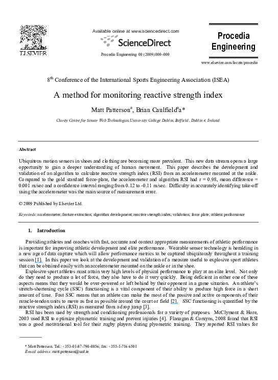 (PDF) A method for monitoring reactive strength index
