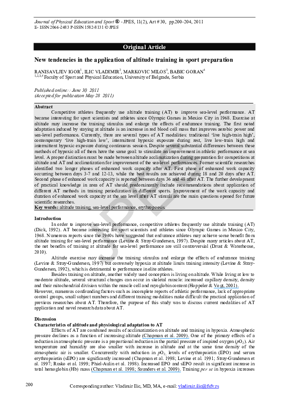 (PDF) New tendencies in the application of altitude training in sport ...