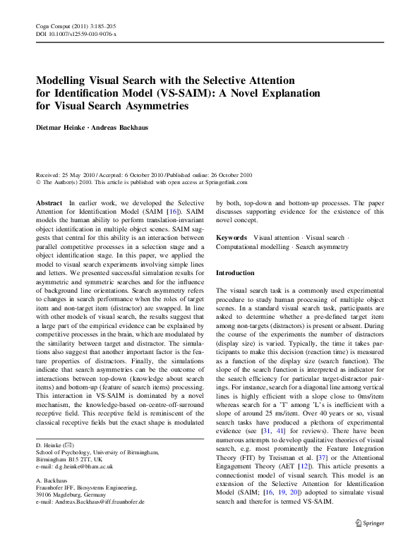 (PDF) Modelling Visual Search with the Selective Attention for ...