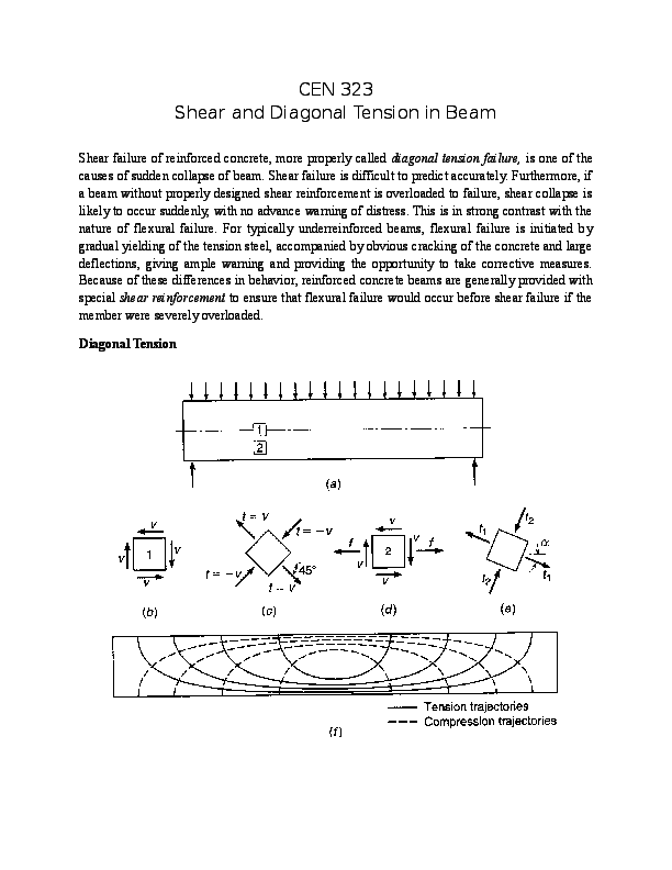 (DOC) Shear and Diagonal Tension in Beam