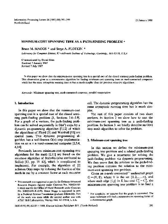 (PDF) Minimum-Cost Spanning Tree as a Path-Finding Problem