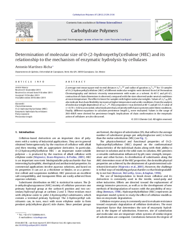 (PDF) Determination of molecular size of O-(2-hydroxyethyl)cellulose ...