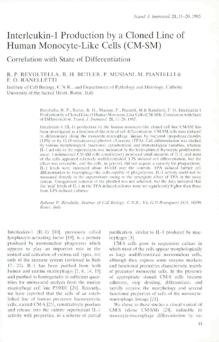 (PDF) Interleukin-1 Production by a Cloned Line of Human Monocyte-Like ...