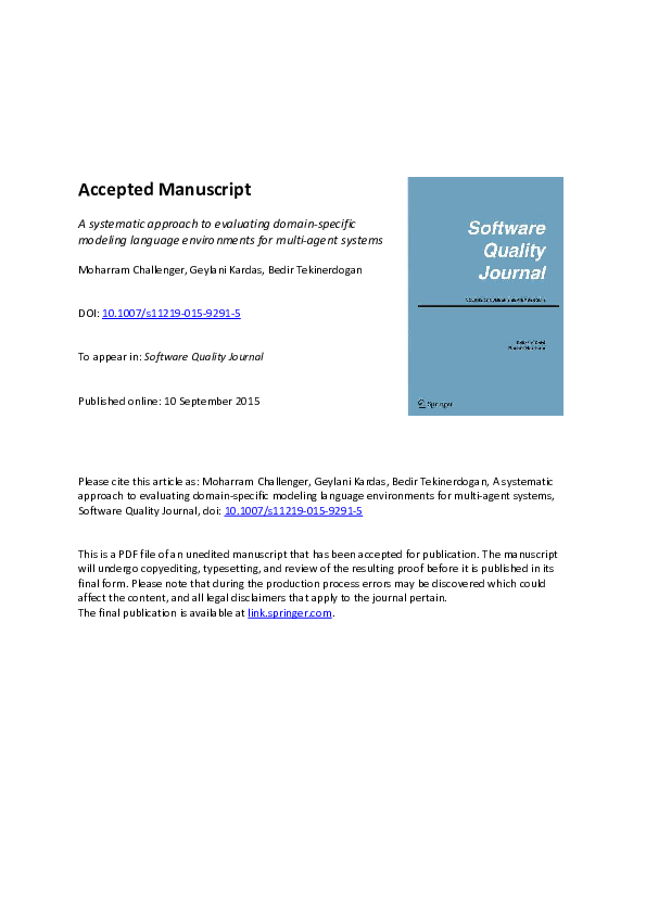 Pdf A Systematic Approach To Evaluating Domain Specific Modeling Language Environments For