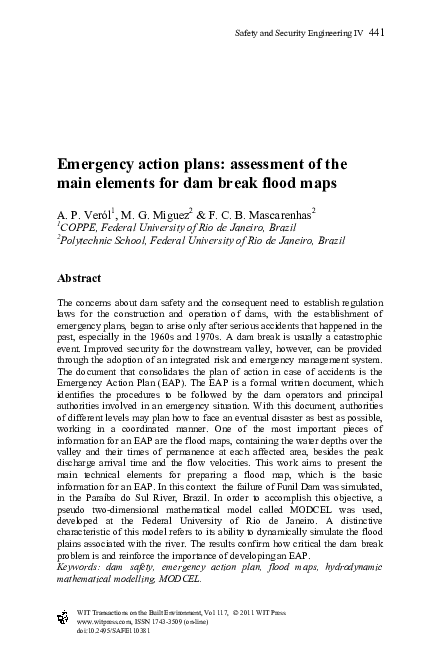 (PDF) Emergency action plans: assessment of the main elements for dam break flood maps