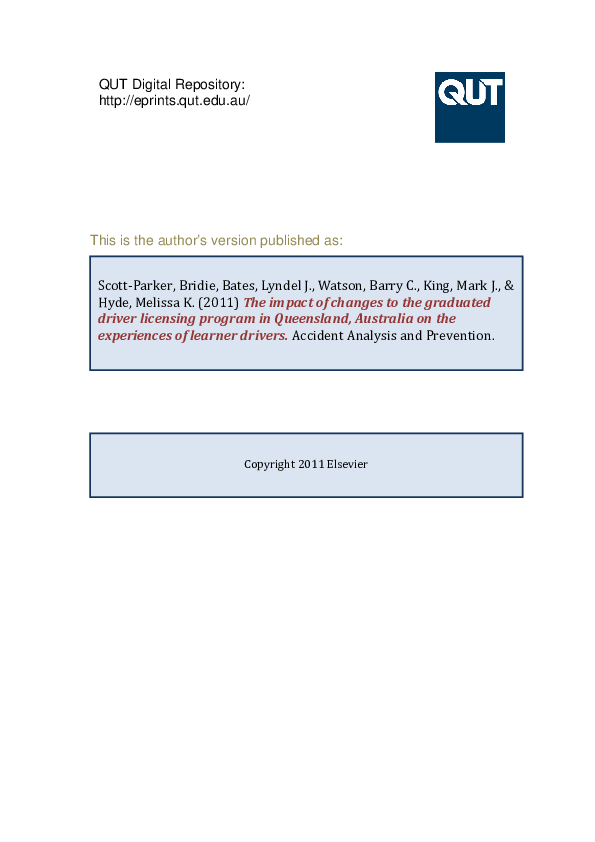 (PDF) The impact of changes to the graduated driver licensing program ...