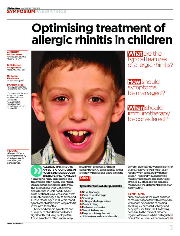 (PDF) Optimising treatment of allergic rhinitis in children