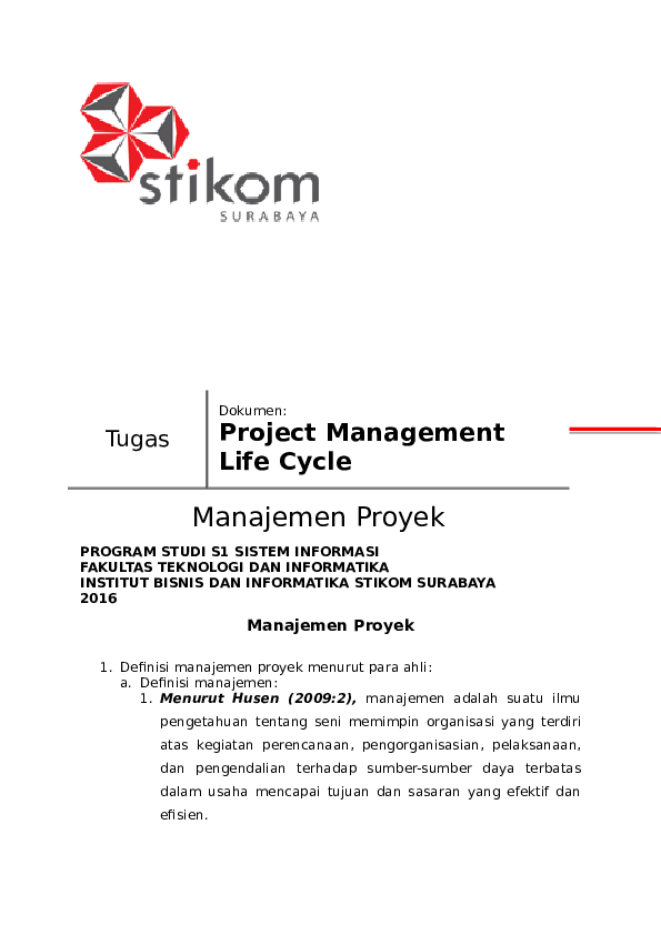 (DOC) Tugas Project Management Life Cycle