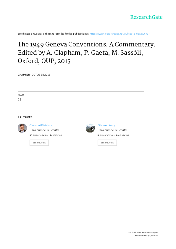 (PDF) Final Provisions of the 1949 Geneva Conventions