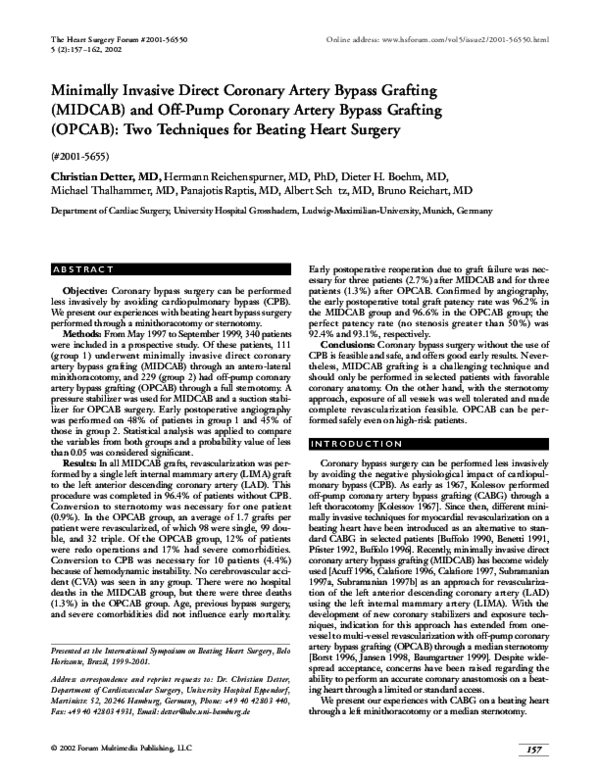 (PDF) Minimally invasive direct coronary bypass surgery via distal mini ...