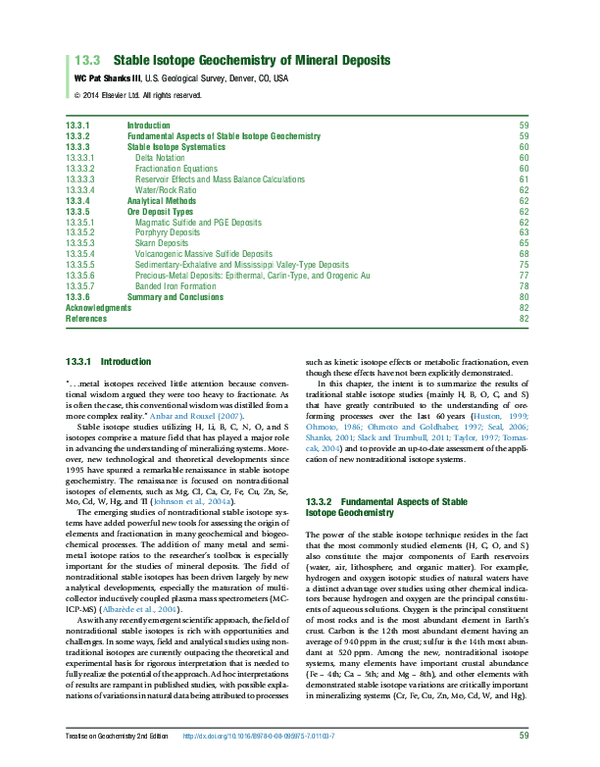 (PDF) Stable Isotope Geochemistry of Mineral Deposits
