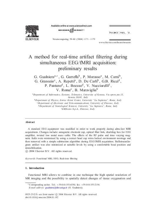 (PDF) A method for real-time artifact filtering during simultaneous EEG/fMRI acquisition ...