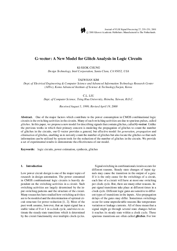 (PDF) G-vector: A New Model for Glitch Analysis in Logic Circuits