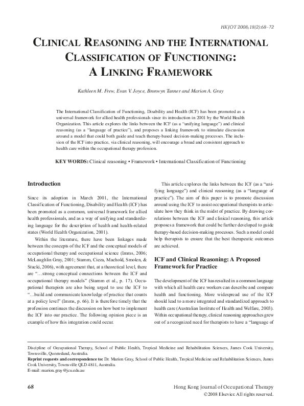(PDF) Clinical Reasoning and the International Classification of ...