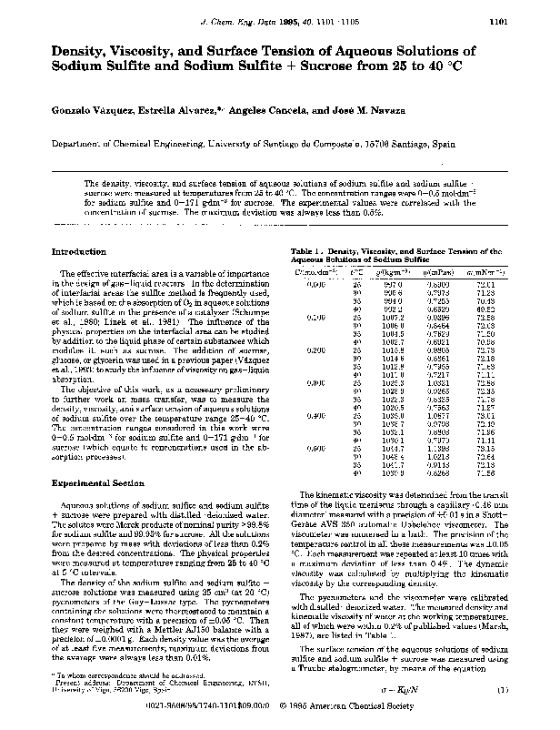 (PDF) Density, Viscosity, and Surface Tension of Aqueous Solutions of ...