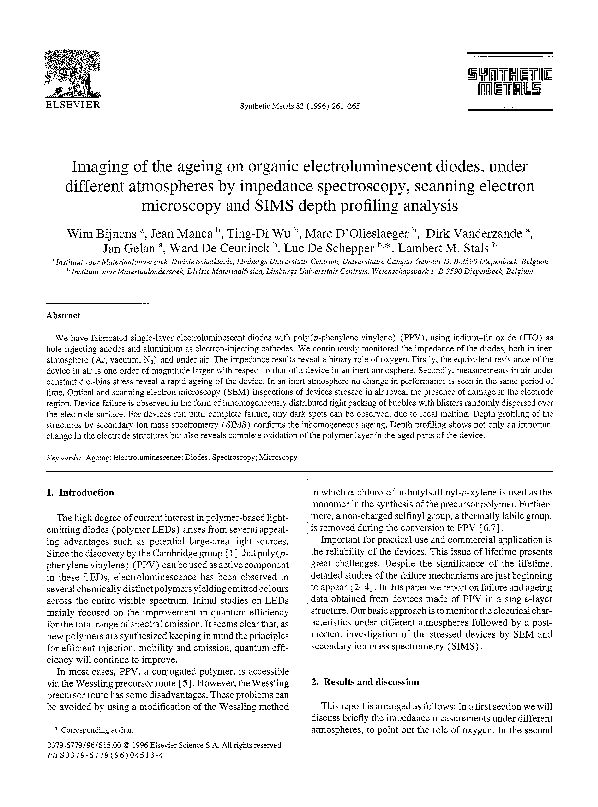 (PDF) Imaging of the ageing on organic electroluminescent diodes, under ...