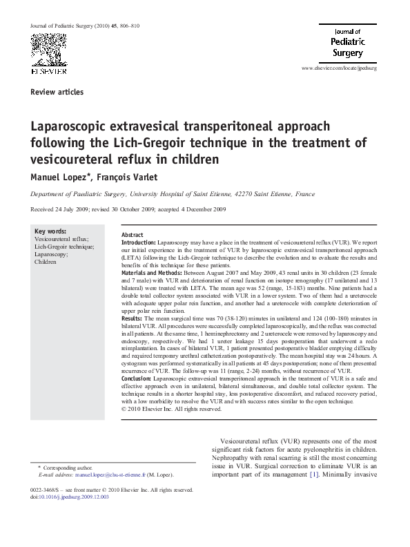 (PDF) Laparoscopic Extravesical Transperitoneal Approach Following the ...