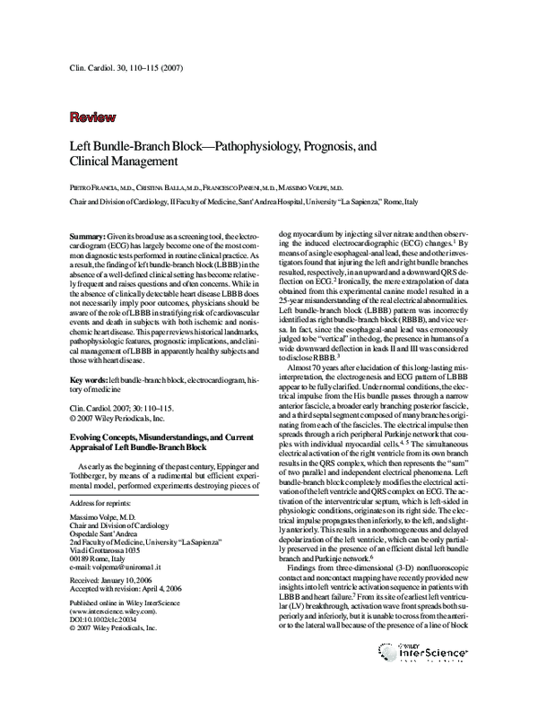 (PDF) Left bundle-branch block—pathophysiology, prognosis, and clinical ...