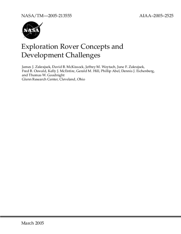 (PDF) Exploration Rover Concepts and Development Challenges