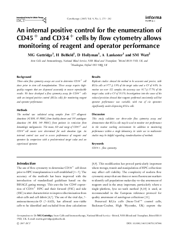 (PDF) An internal positive control for the enumeration of CD45 + and ...