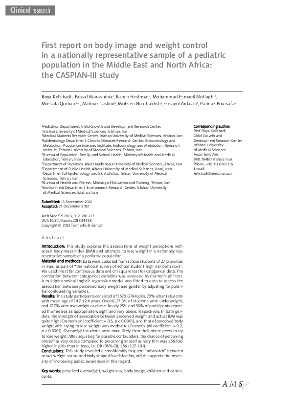 (PDF) First report on body image and weight control in a nationally ...
