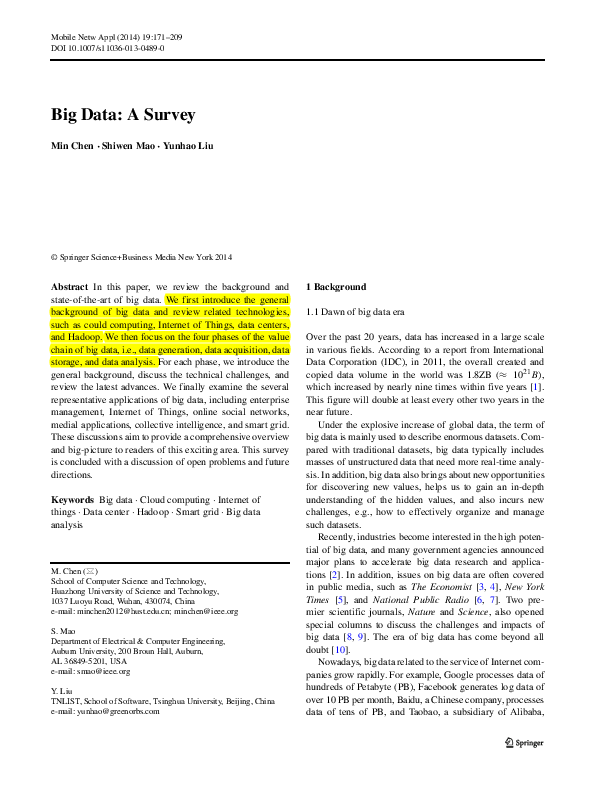 (PDF) Big Data: A Survey