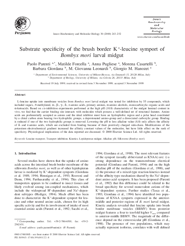 (PDF) Substrate specificity of the brush border K+-leucine symport of ...