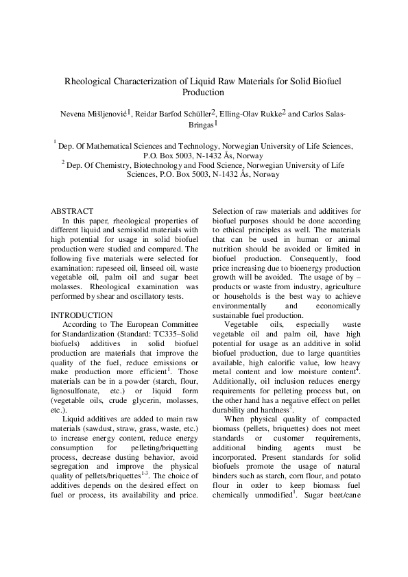 (PDF) Rheological characterization of liquid raw materials for solid ...