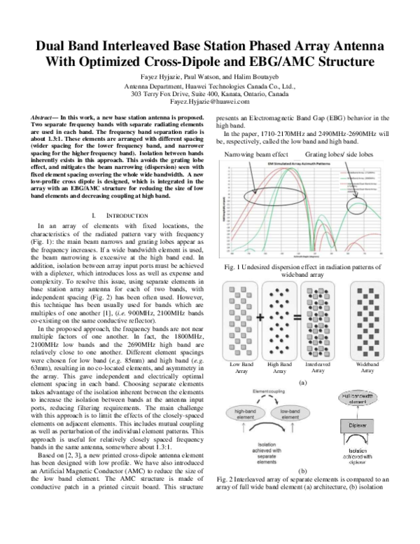 (PDF) Dual band interleaved base station phased array antenna with optimized cross-dipole and ...