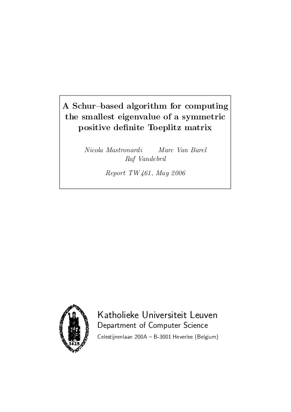 (PDF) Bounds for Smallest Eigenvalue of Toeplitz Matrices