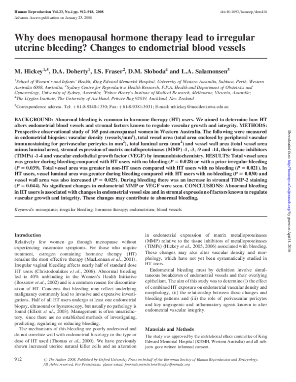 Why does menopausal hormone therapy lead to irregular uterine bleeding ...