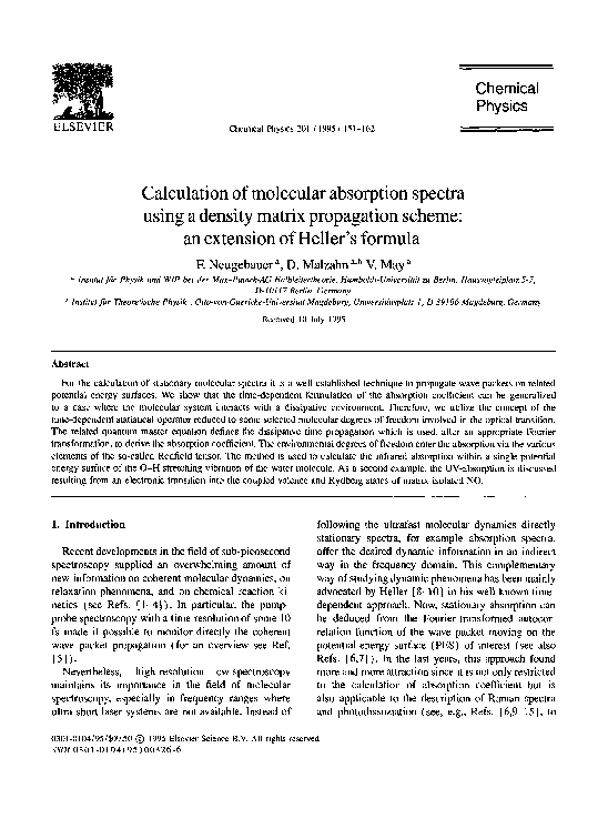 (PDF) Calculation of molecular absorption spectra using a density ...