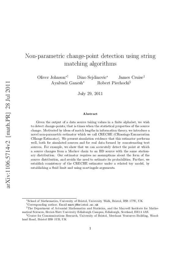 (PDF) Non-parametric change-point detection using string matching algorithms