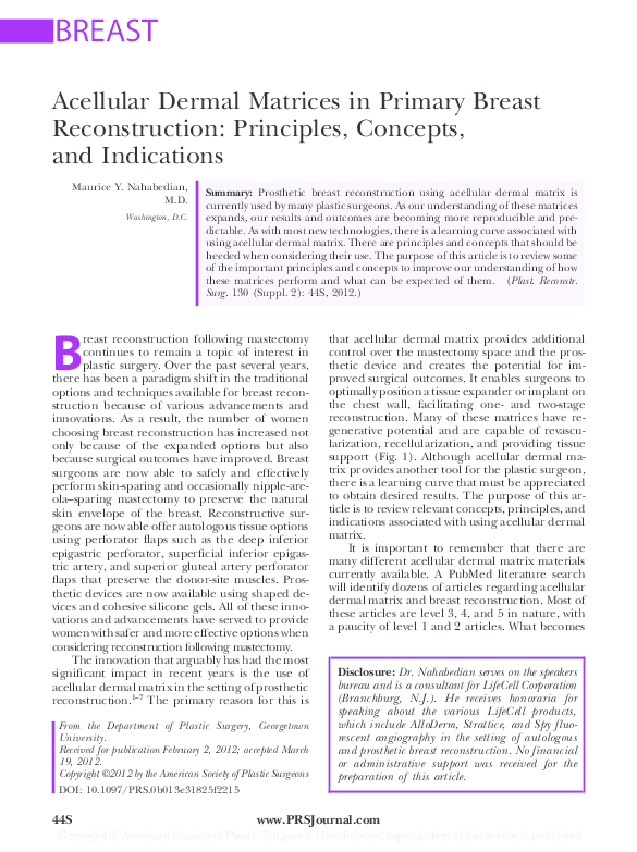 (PDF) Acellular Dermal Matrices in Primary Breast Reconstruction