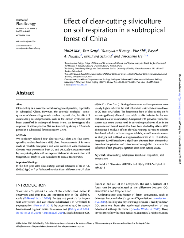 (PDF) Effect of clear-cutting silviculture on soil respiration in a ...