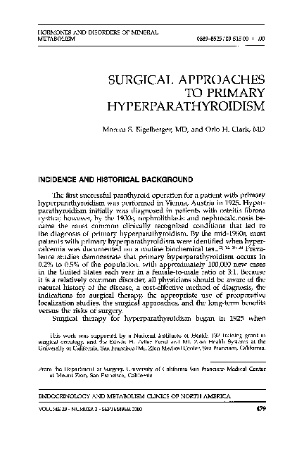 (PDF) Surgical Approaches to Primary Hyperparathyroidism
