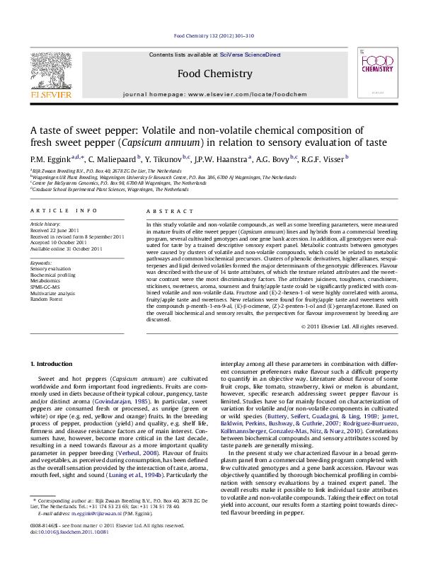 (PDF) A taste of sweet pepper: volatile and non-volatile chemical ...