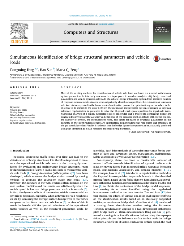 (PDF) Simultaneous identification of bridge structural parameters and vehicle loads