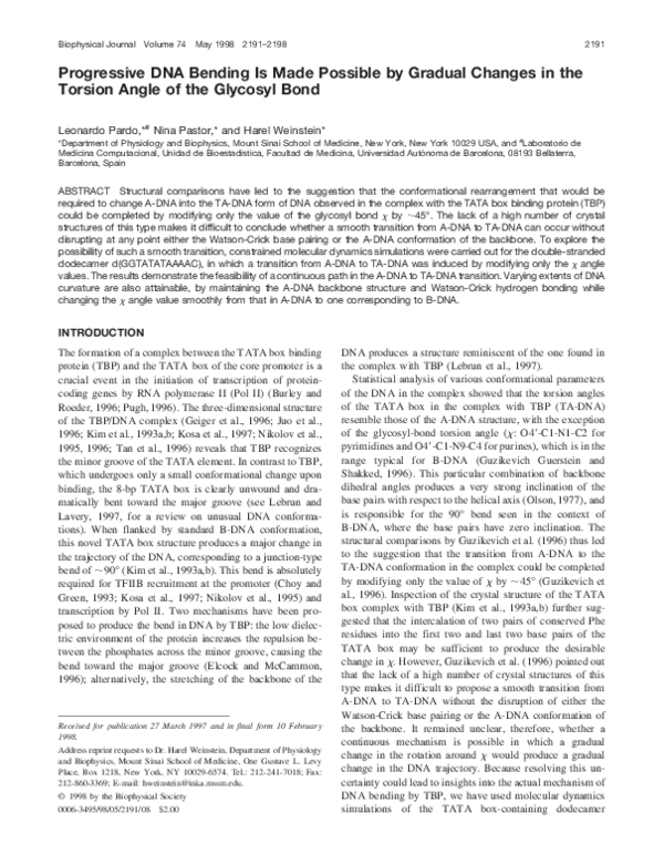 (PDF) Progressive DNA Bending Is Made Possible by Gradual Changes in ...