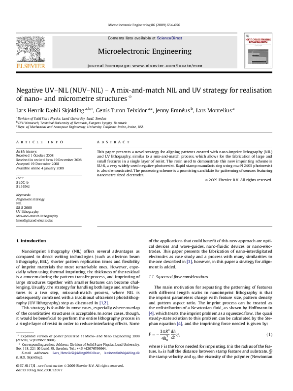 (PDF) Negative UV–NIL (NUV–NIL) – A mix-and-match NIL and UV strategy ...