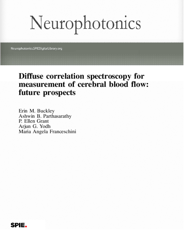 (PDF) Diffuse correlation spectroscopy for measurement of cerebral blood flow: future prospects