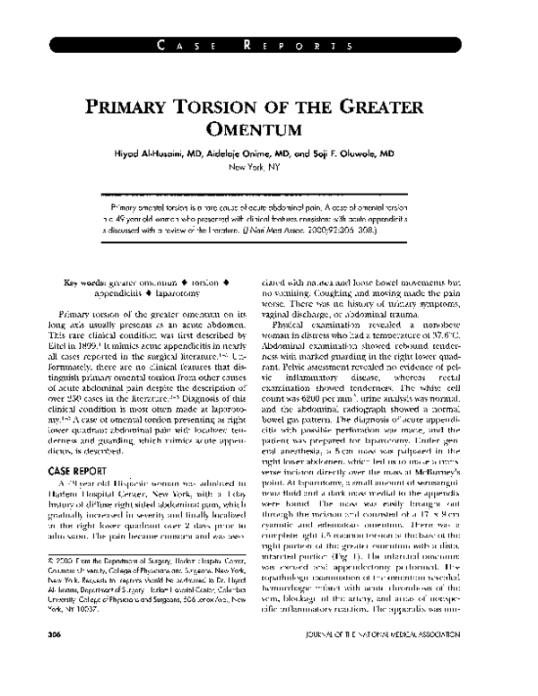 (PDF) Primary Torsion of the Greater Omentum | Brian Collopy - Academia.edu