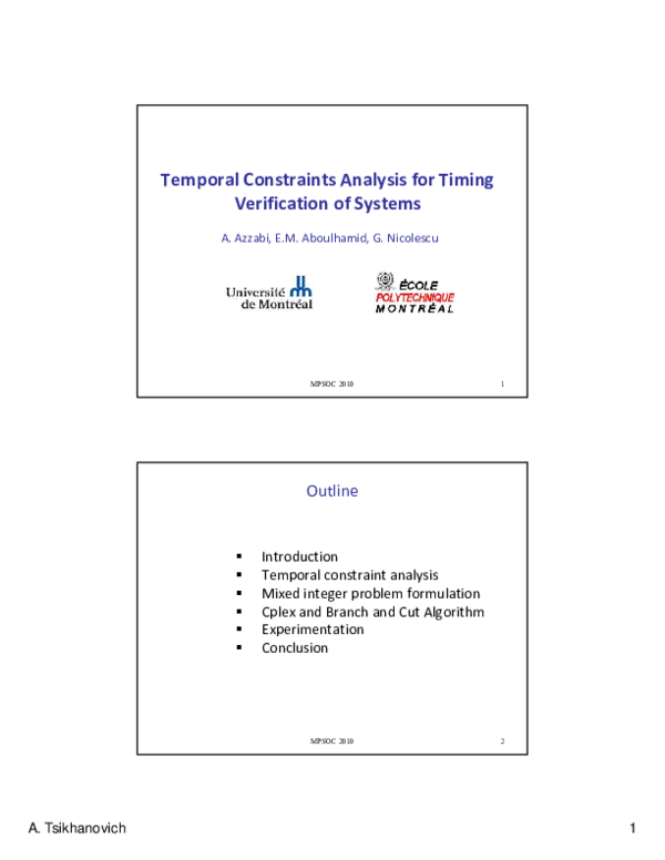 (PDF) Temporal constraints analysis for timing verification of systems