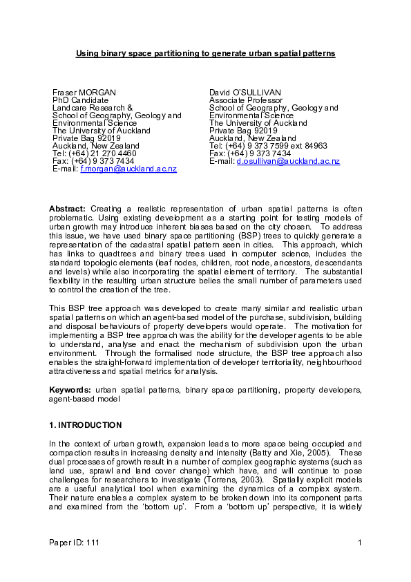 (PDF) Using binary space partitioning to generate urban spatial patterns