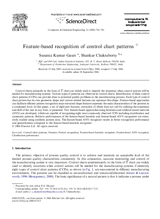 Pdf Control Chart Pattern Recognition Using Features
