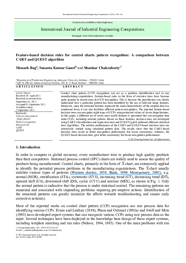 (PDF) Feature-based decision rules for control charts pattern recognition: A comparison between ...