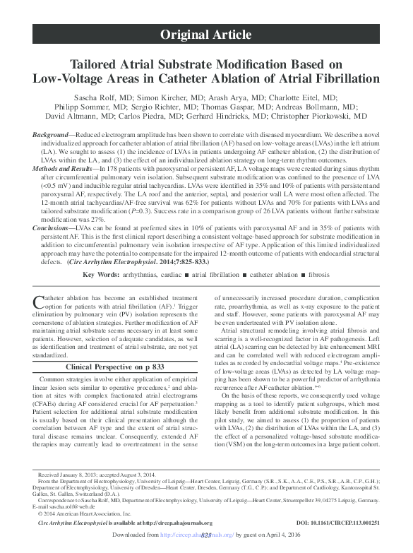 (PDF) Tailored atrial substrate modification based on low-voltage areas ...